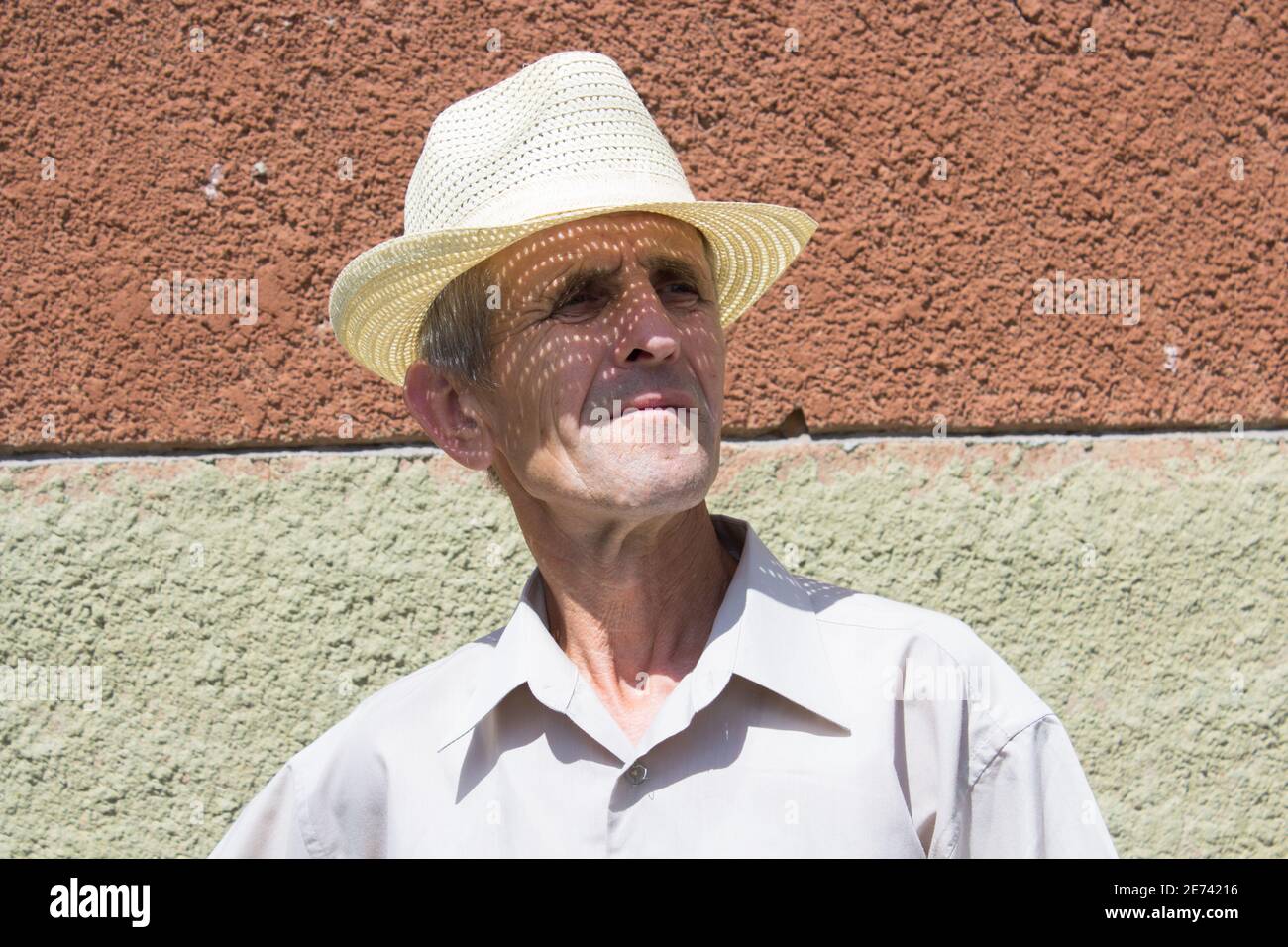 portrait of grandfather in hat in summer Stock Photo - Alamy