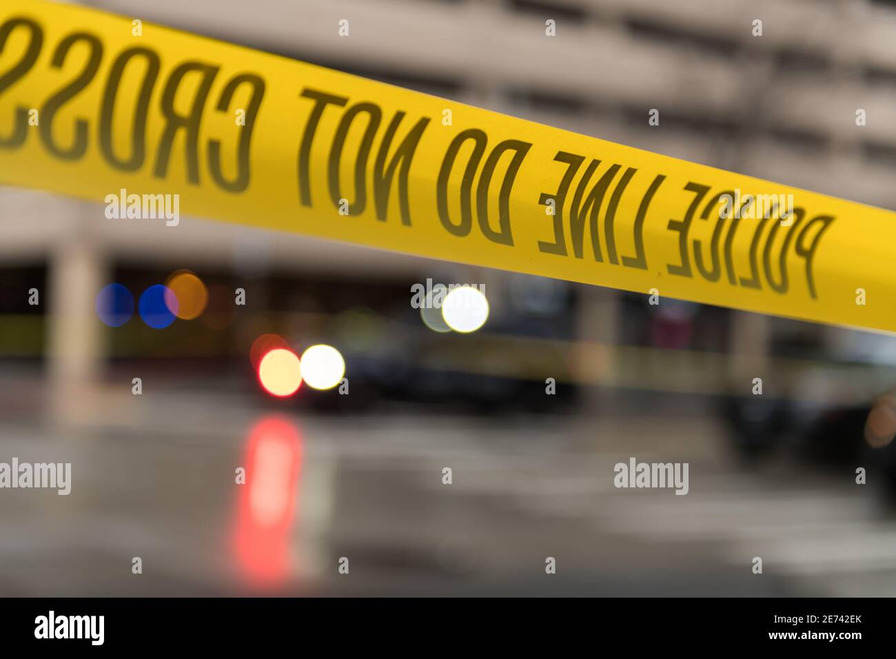 Police line at a shooting crime scene Stock Photo - Alamy