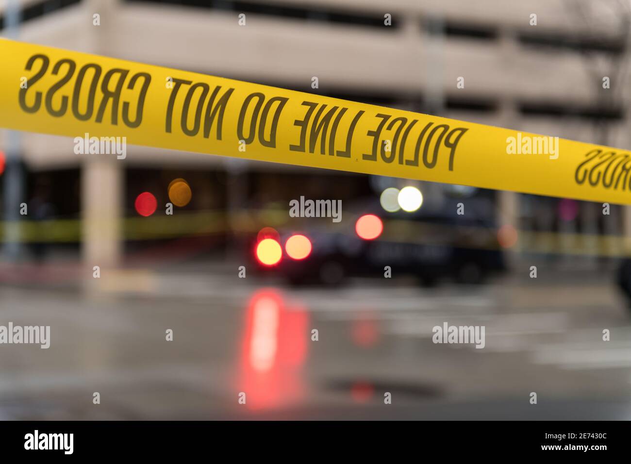 Police line at a shooting crime scene Stock Photo - Alamy