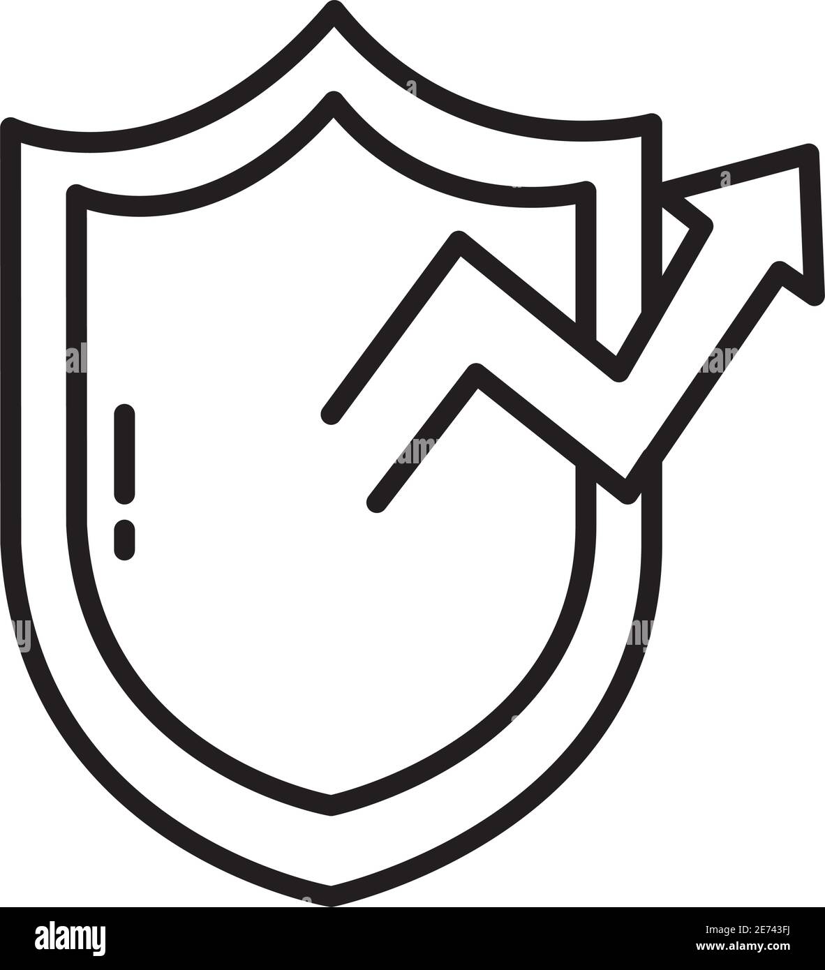 shield with ascending arrow over white background, half line style ...
