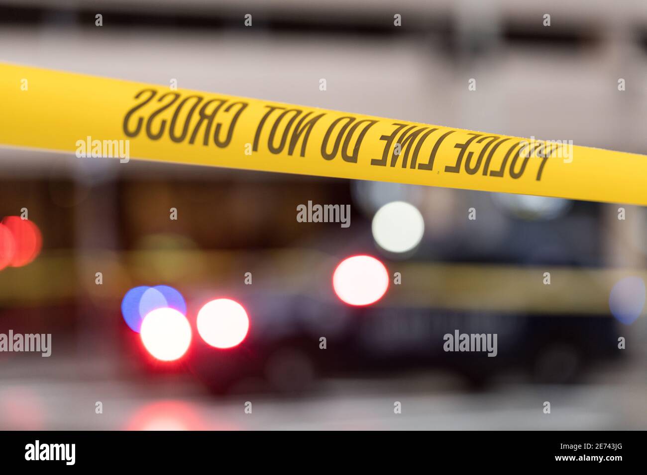 Police line at a shooting crime scene Stock Photo - Alamy