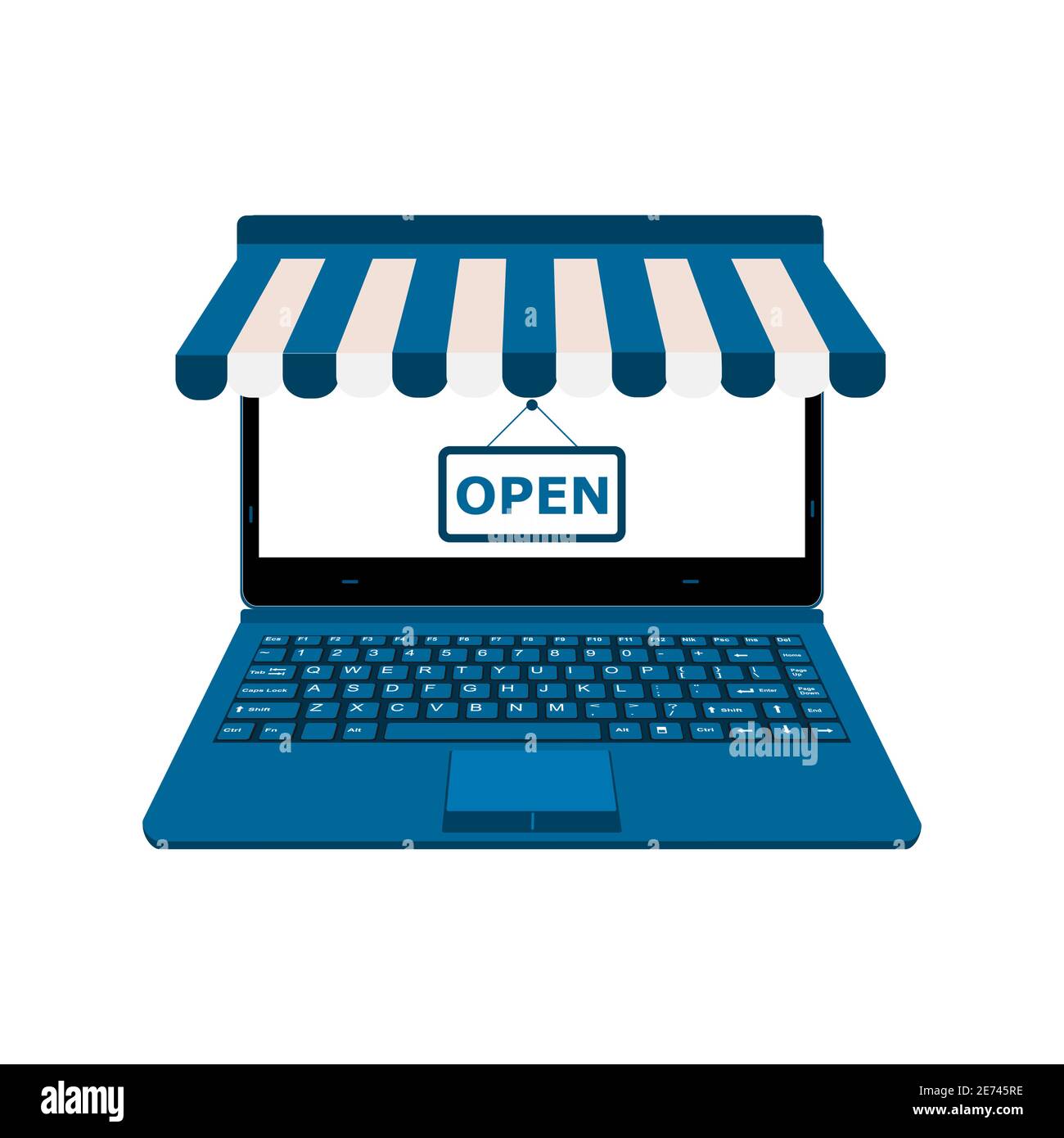 laptop display blue online shop open Stock Vector Image & Art - Alamy