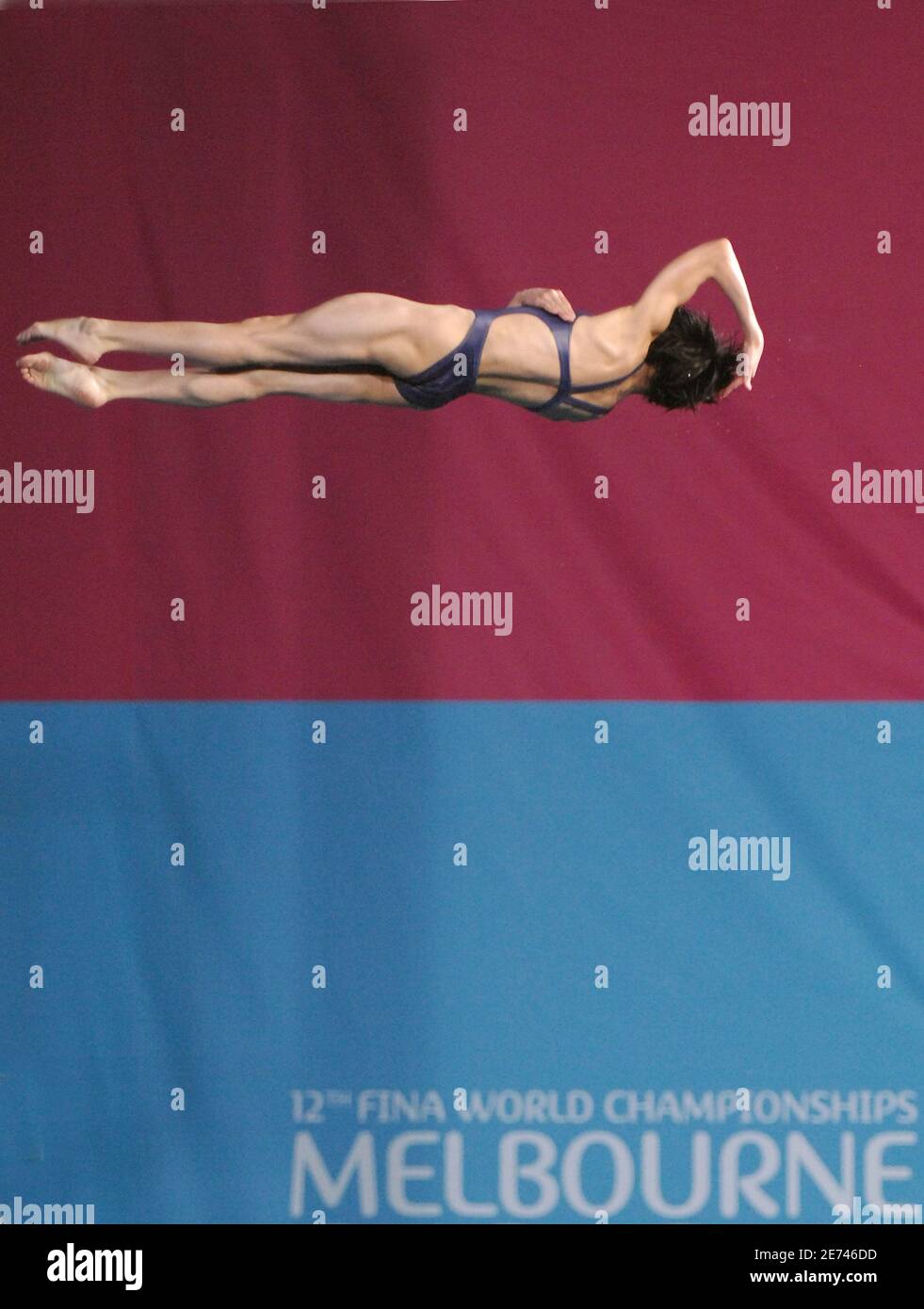 China's Xin Wang competes during the women's 10 metre platform diving ...