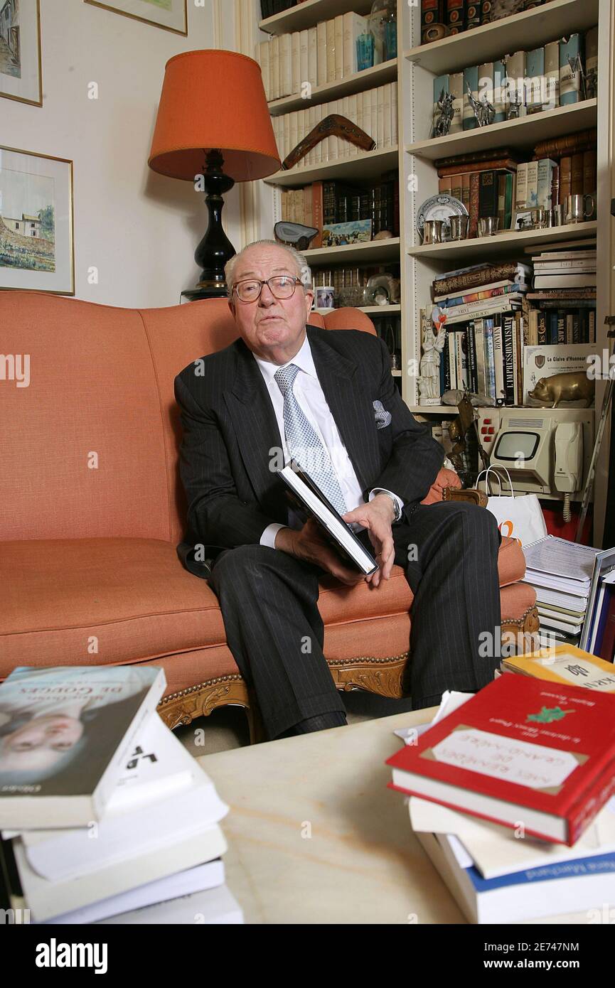 FN presidential candidate Jean-Marie Le Pen poses for our photographer ...