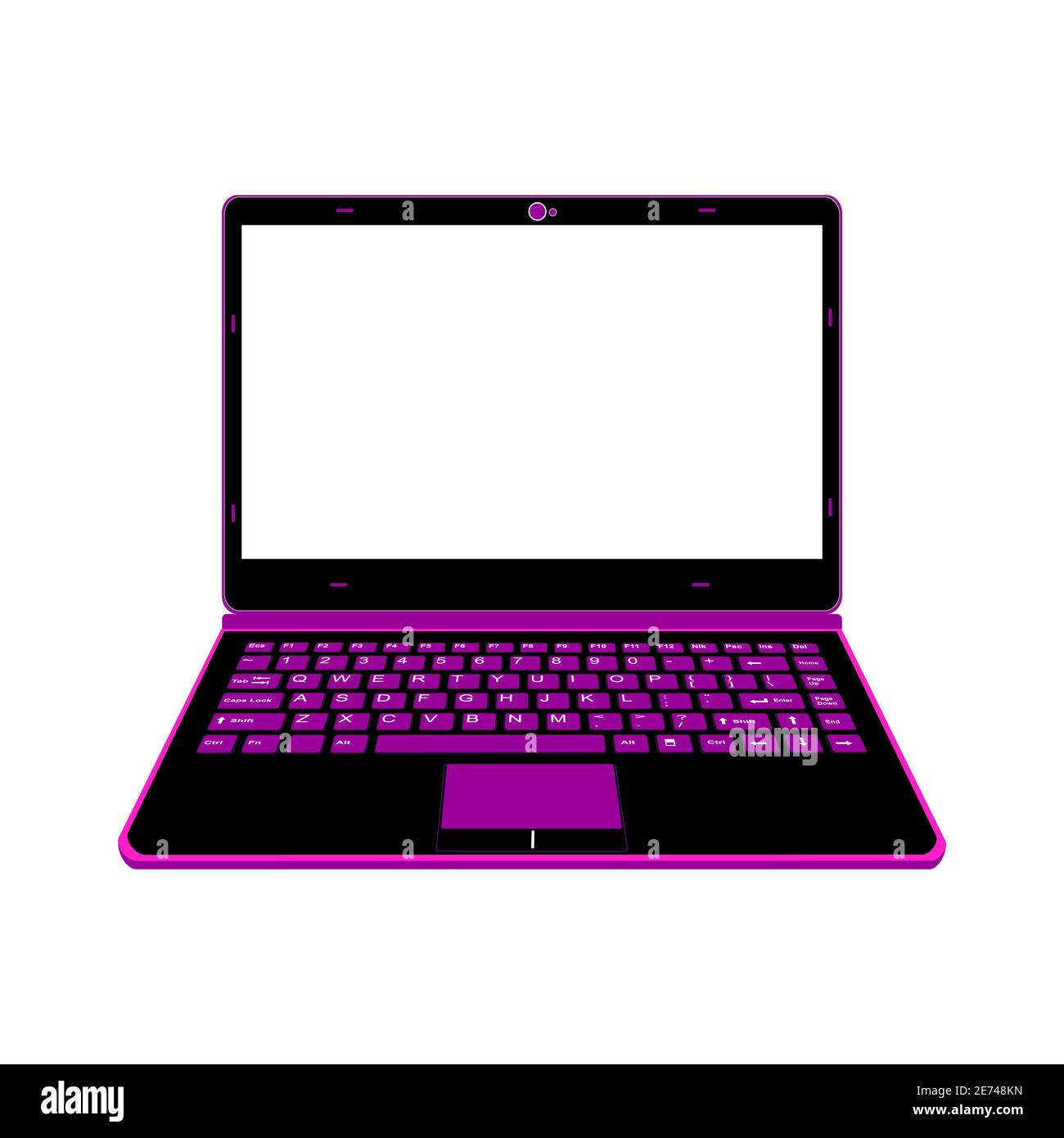 realistic laptop vector illustration in black and purple color Stock ...