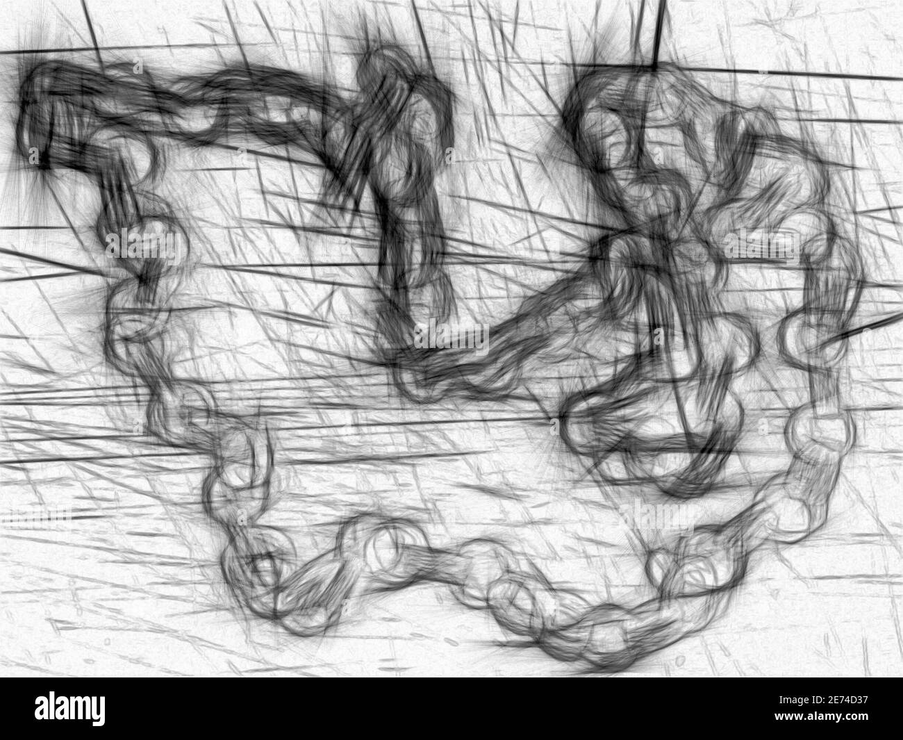 Surfaces with a twisted chain. Black and gray distress overlay ...