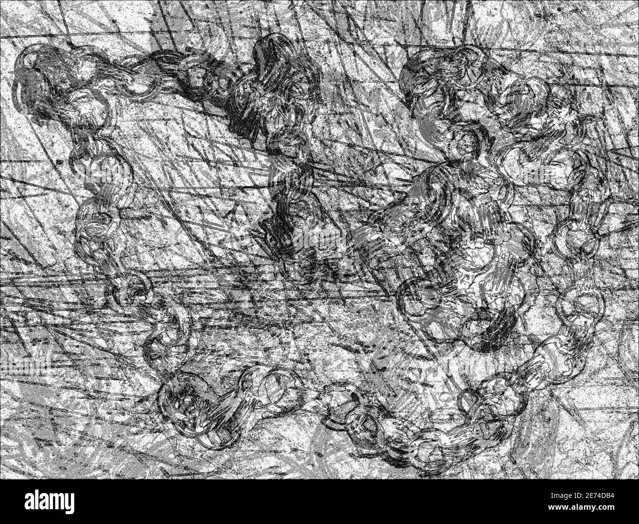 Surfaces with a twisted chain. Black and gray distress overlay ...