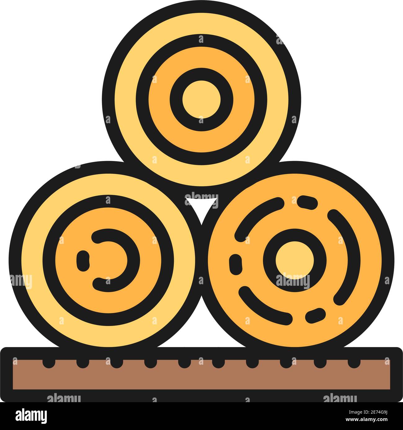 Rolled hay bales field Stock Vector Images - Alamy