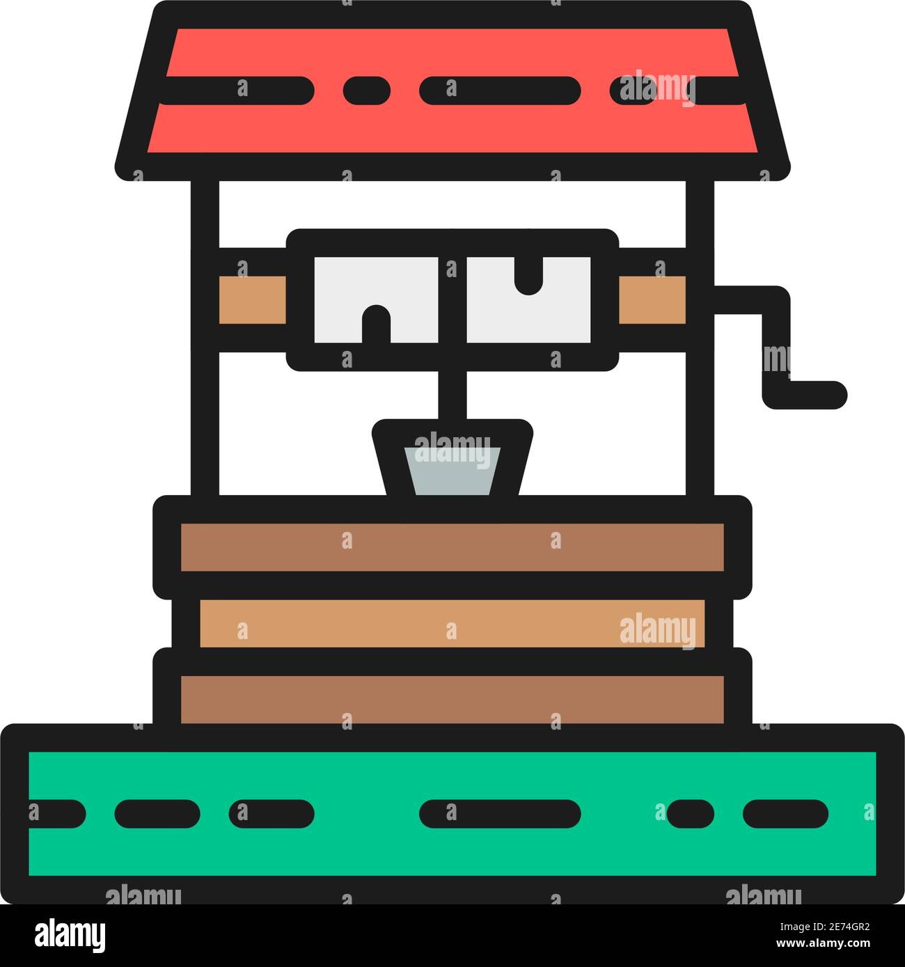 Water well, agriculture flat color line icon. Isolated on white ...