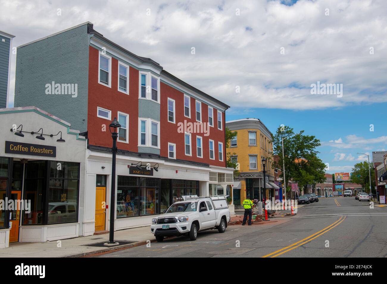 Historic buildings on Cabot Street in historic city center of Beverly ...