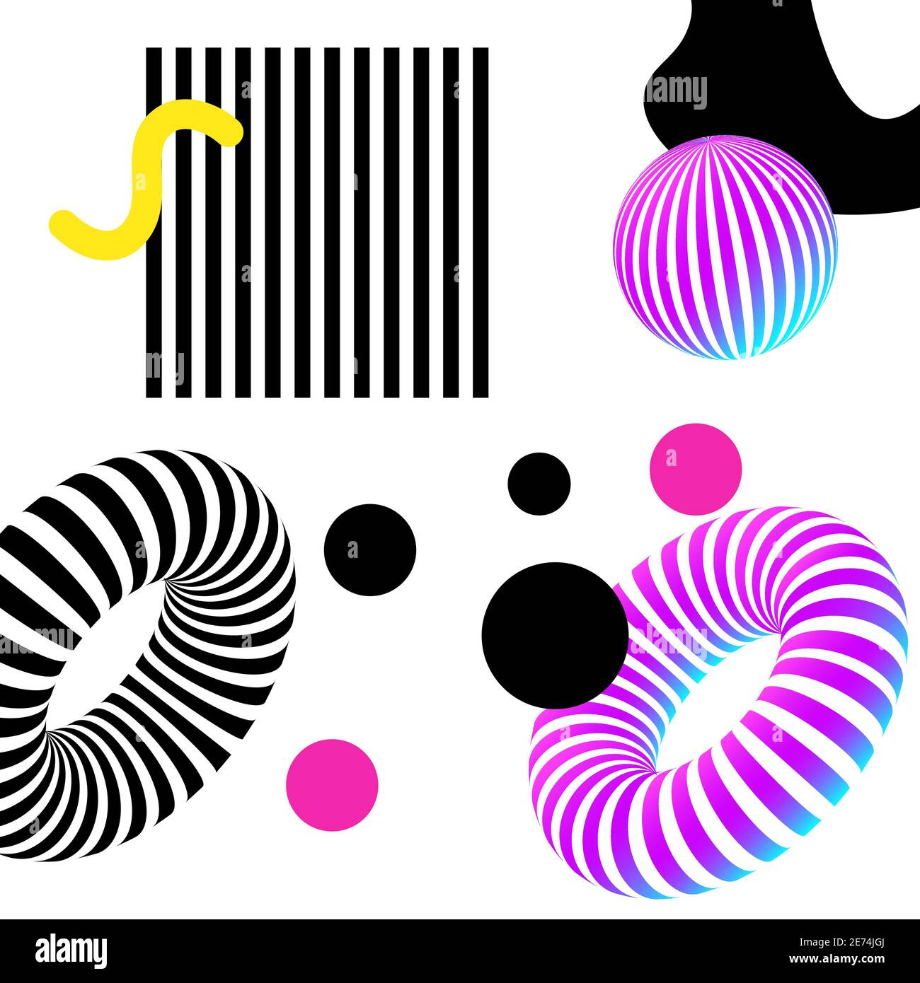 Vibrant 3d geometry and lines abstract collage. Vector design for ...