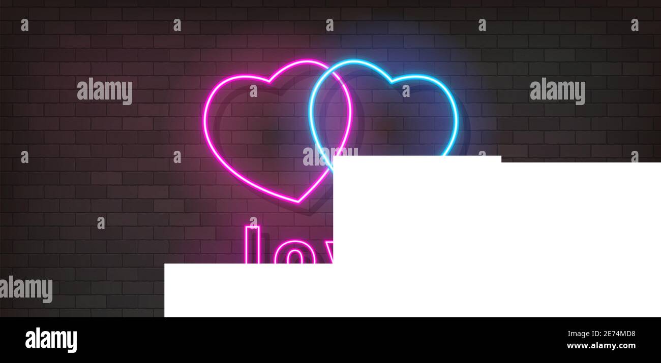 Love You neon text, bright signboard, light banner. Valentine Day logo ...