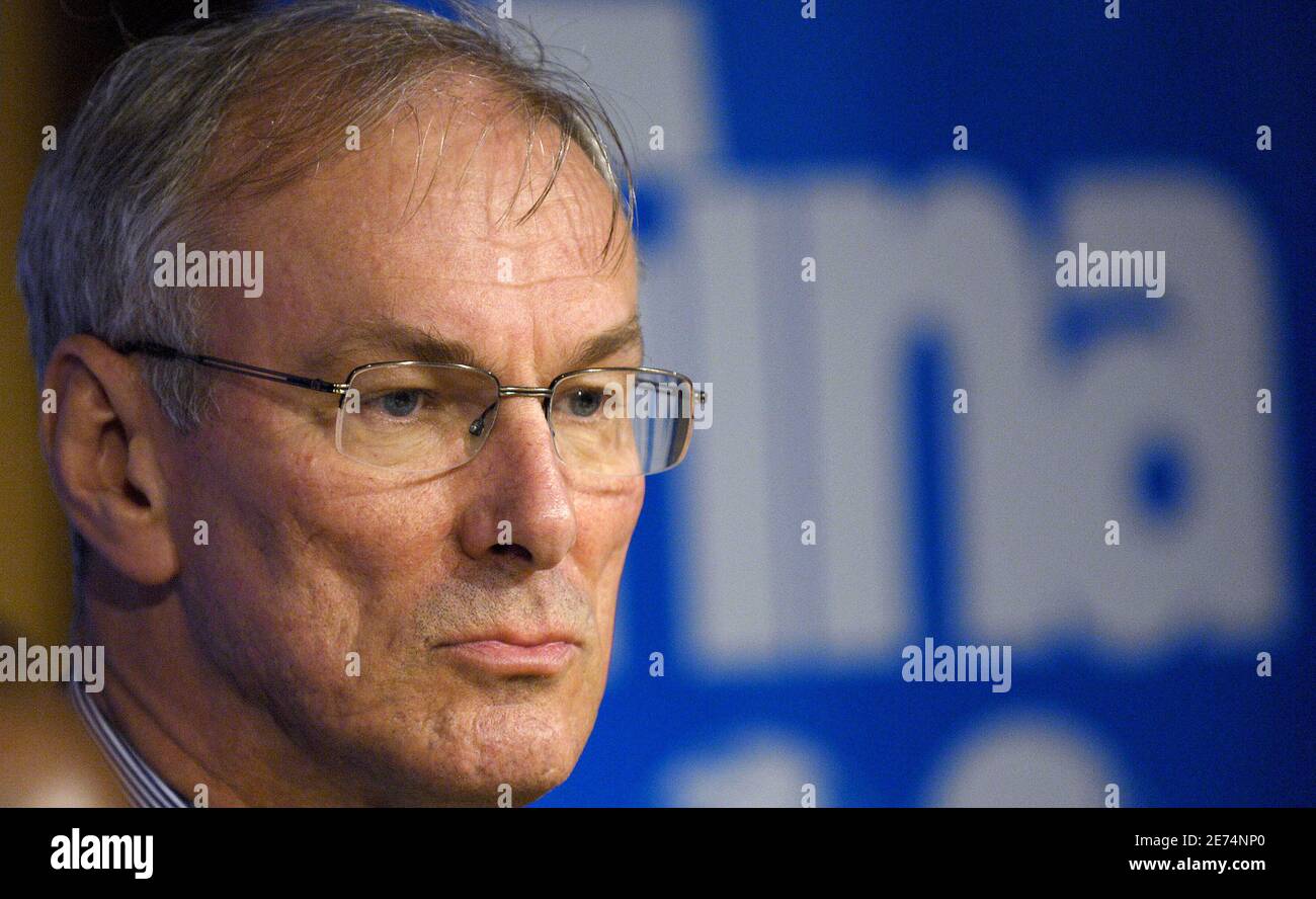 Dr Andrew Pipe, doping control review board for FINA gives a press ...