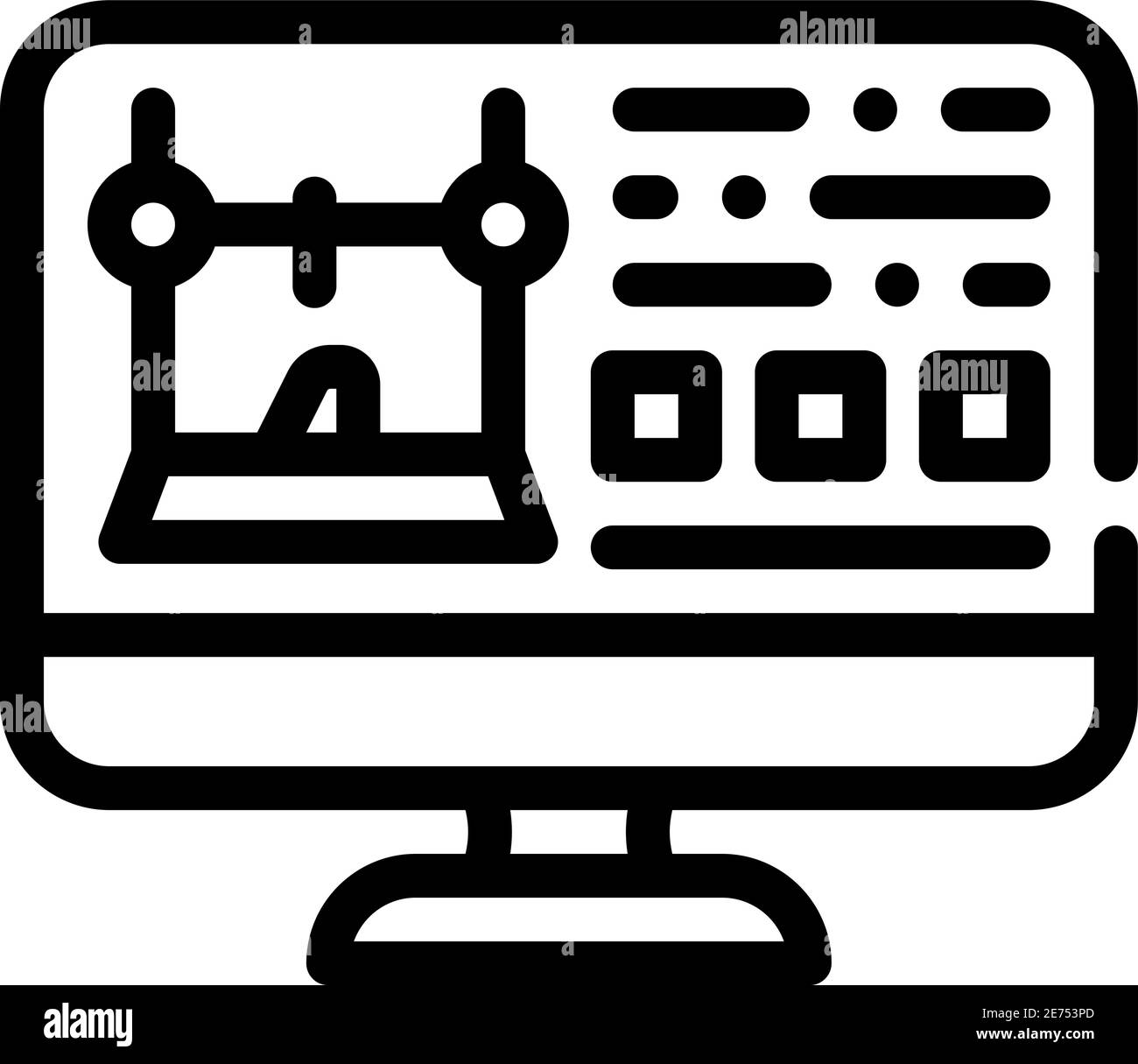 monitor with printer settings line icon vector illustration Stock ...