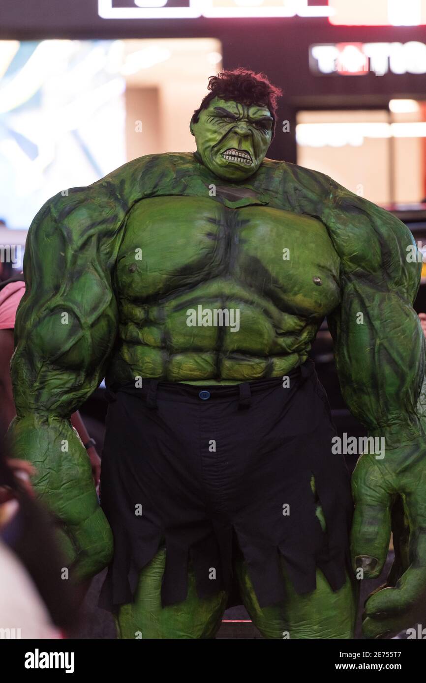 New York, USA. 23 Jun, 2019. The Hulk in Times Square mlate in the ...