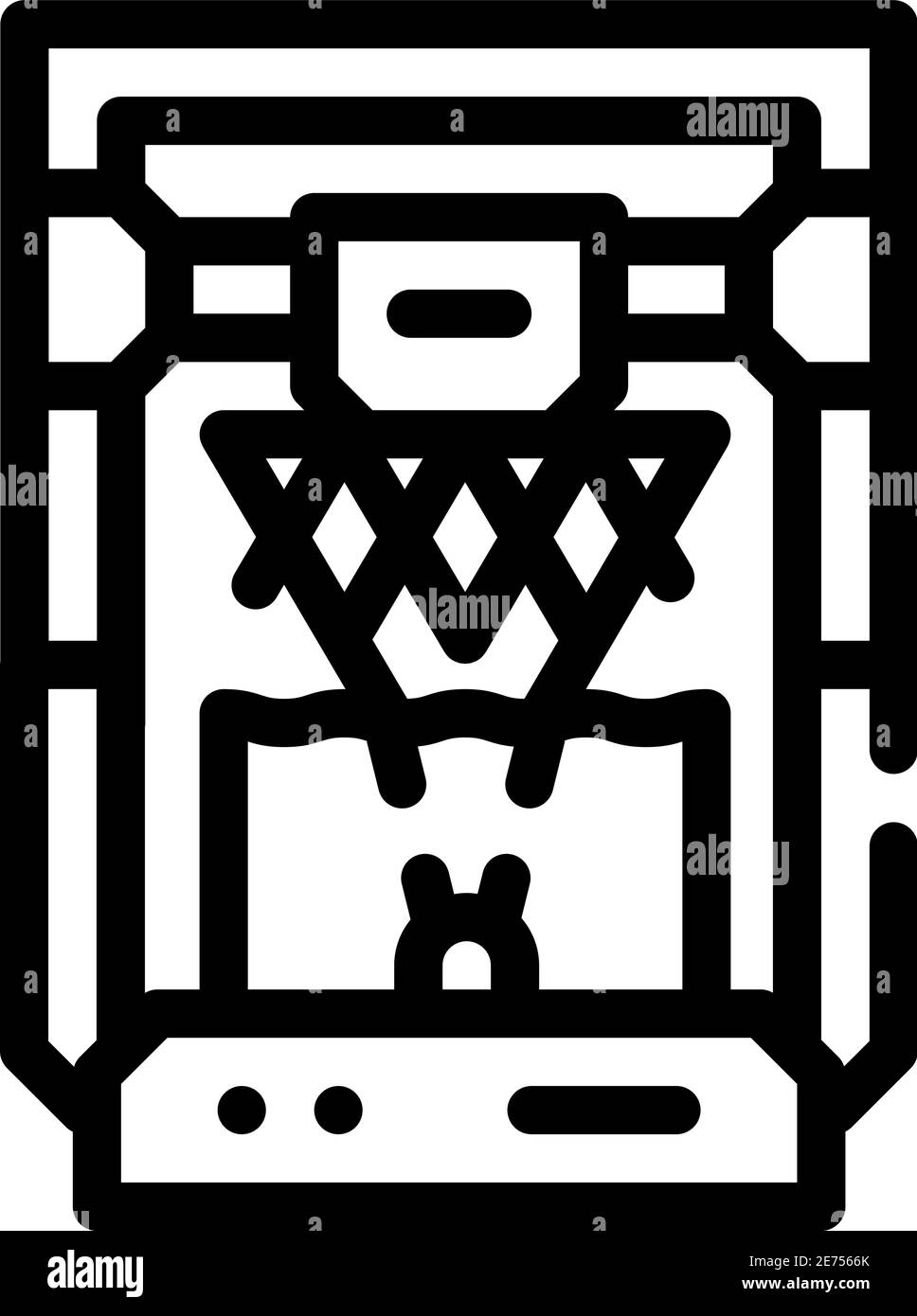 based on stereolithography 3d printer line icon vector illustration ...