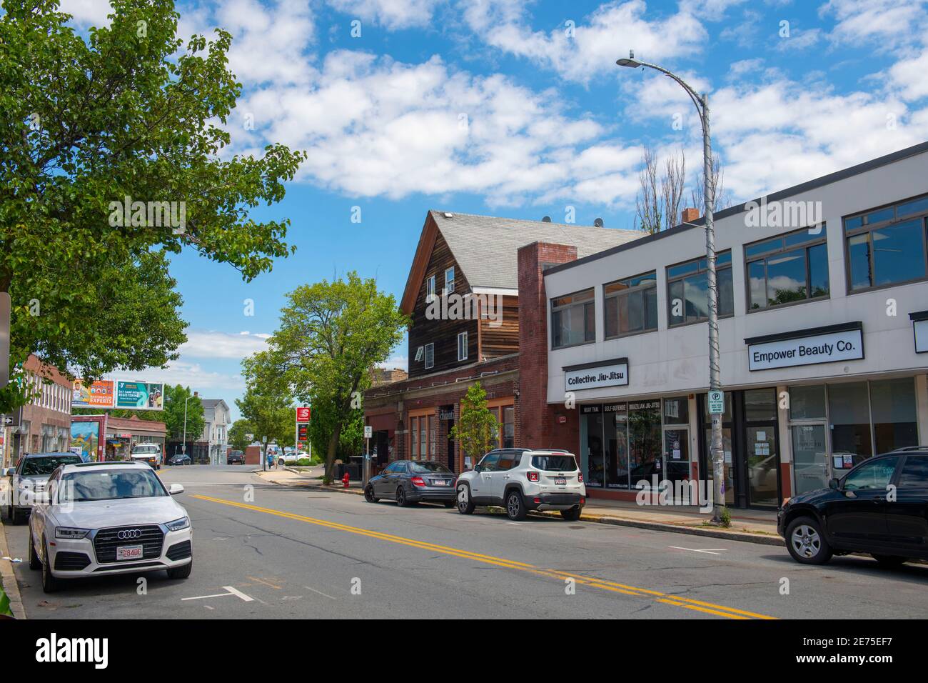Historic buildings on Cabot Street in historic city center of Beverly ...