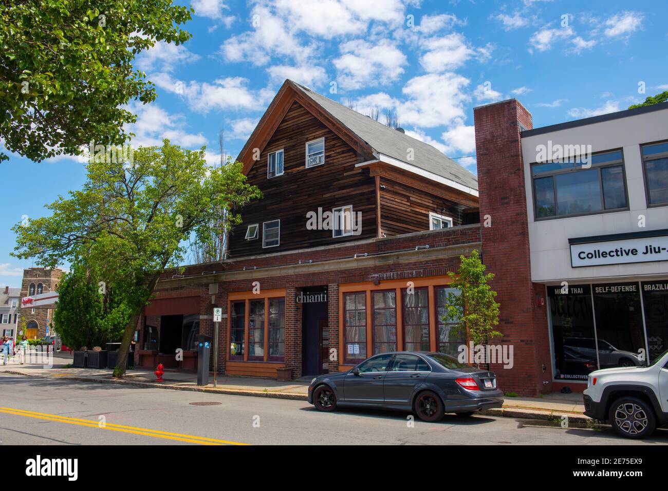 Historic buildings on Cabot Street in historic city center of Beverly ...