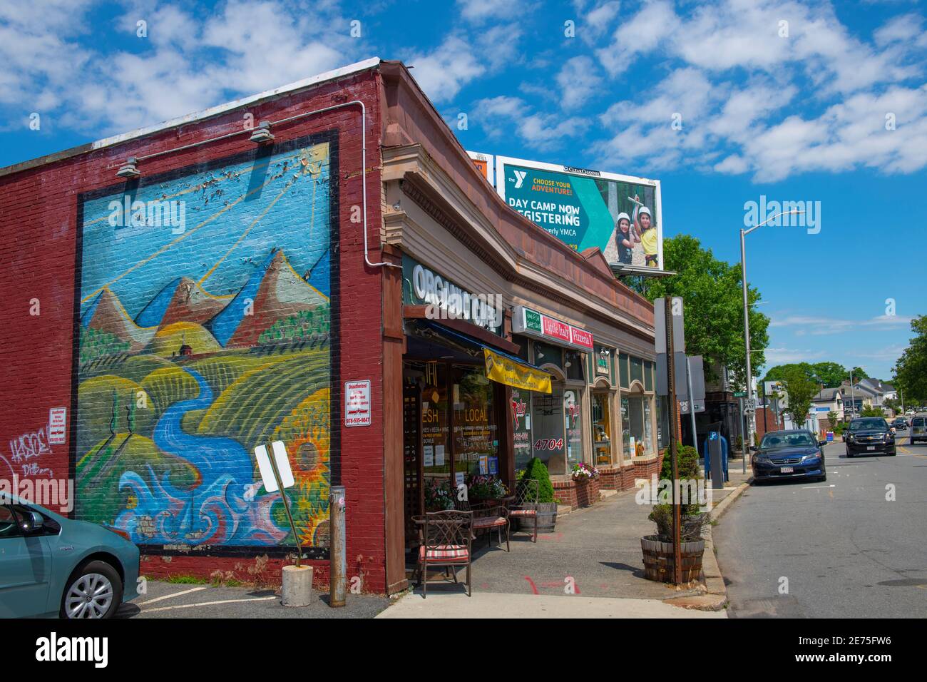 Historic buildings on Cabot Street in historic city center of Beverly ...