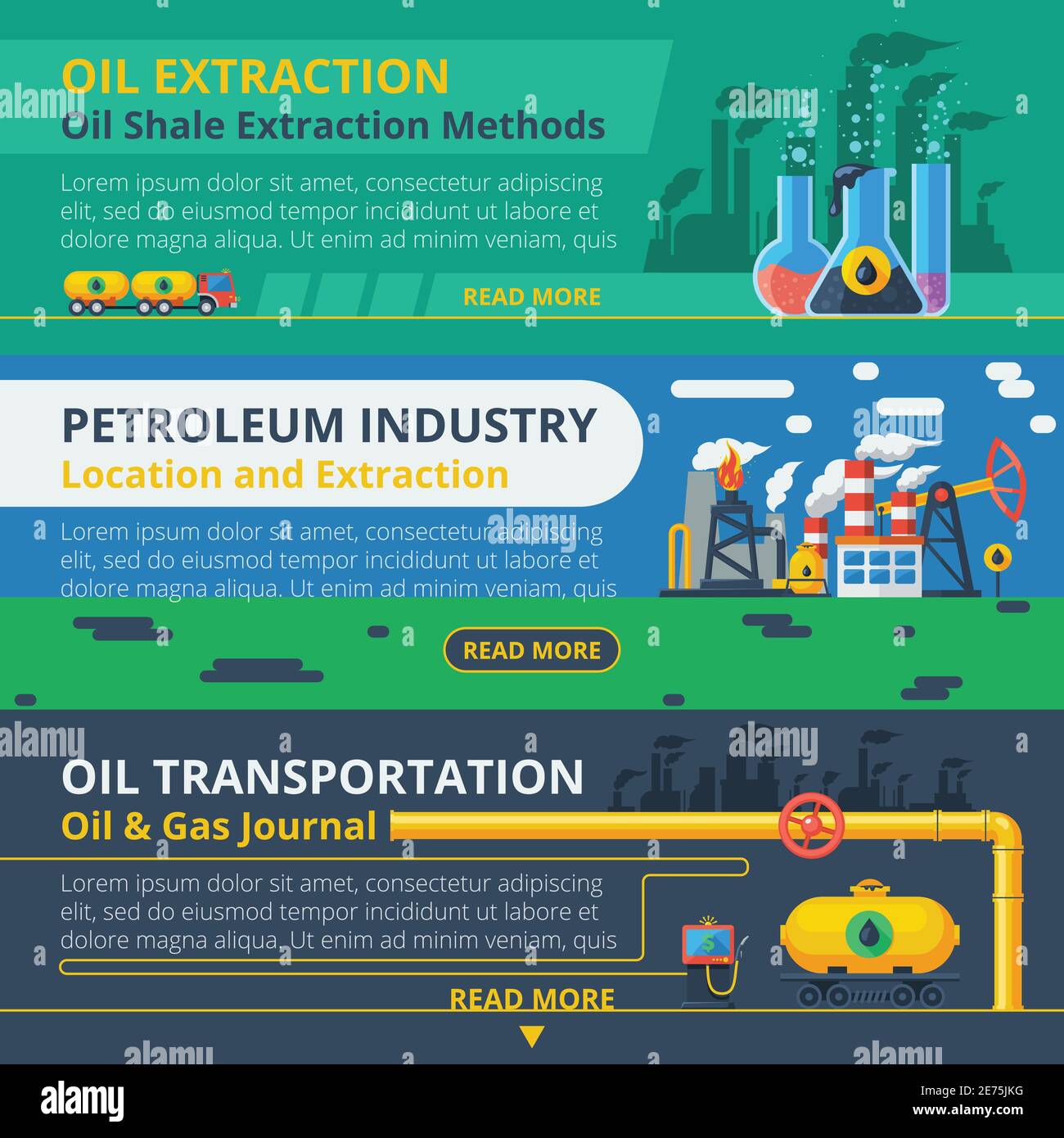 Oil industry horizontal banner set with petroleum transportation ... Oil industry horizontal banner set with petroleum transportation ...