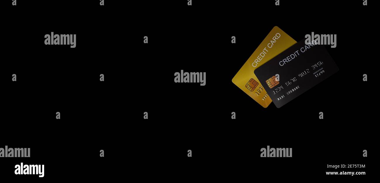 Concept of finance, banking and credit card, credit card on black ...