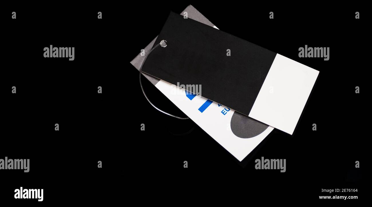 Commodity labels on black background, The concept of shopping and Black ...