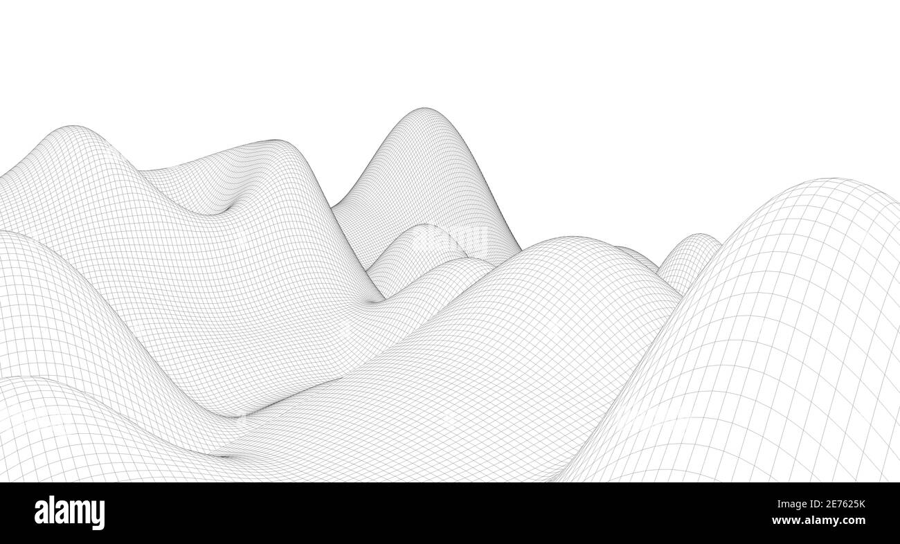Abstract terrain wireframe landscape background Stock Photo - Alamy