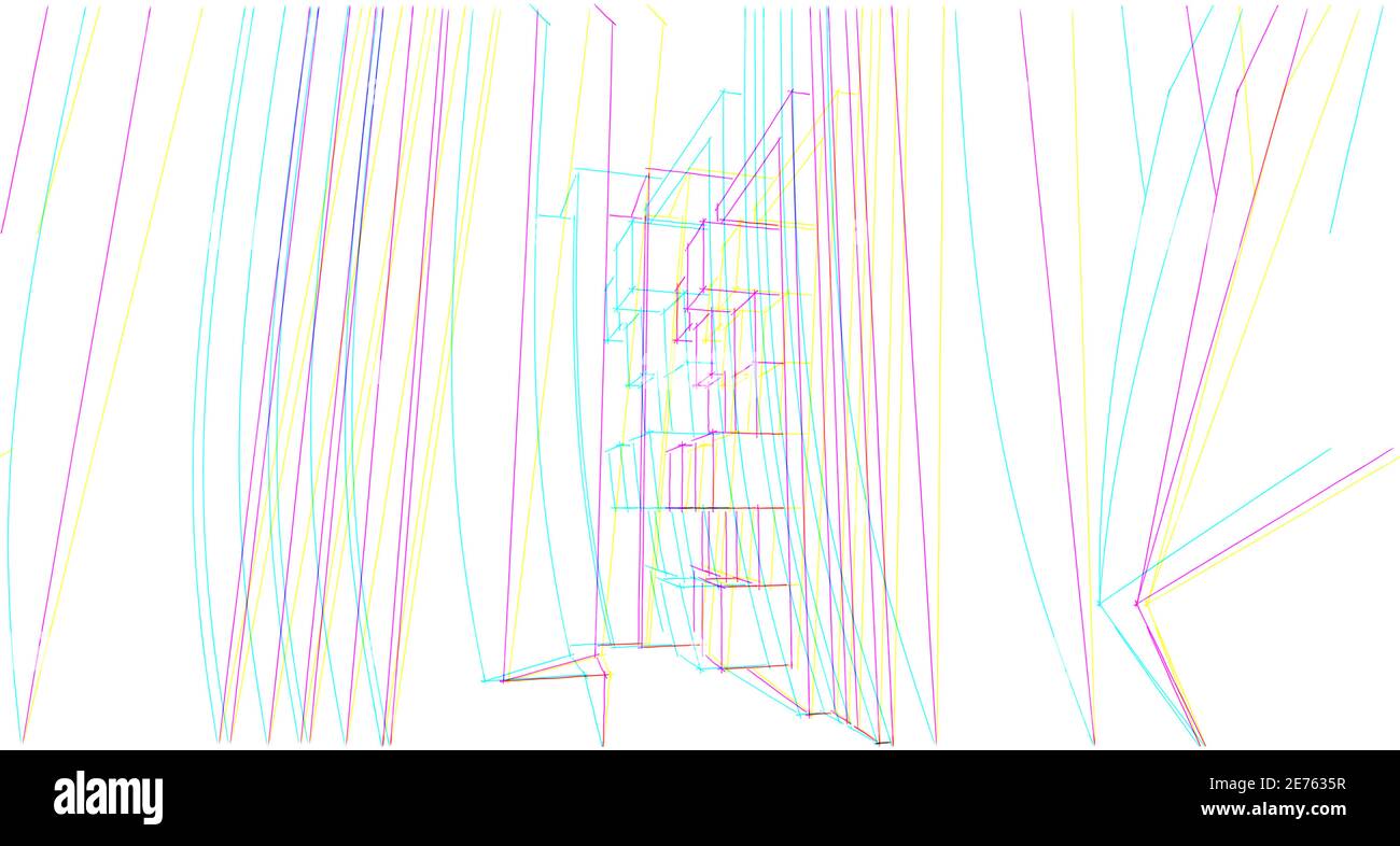 Abstract glitch architectural drawing sketch,Illustration Stock Photo ...