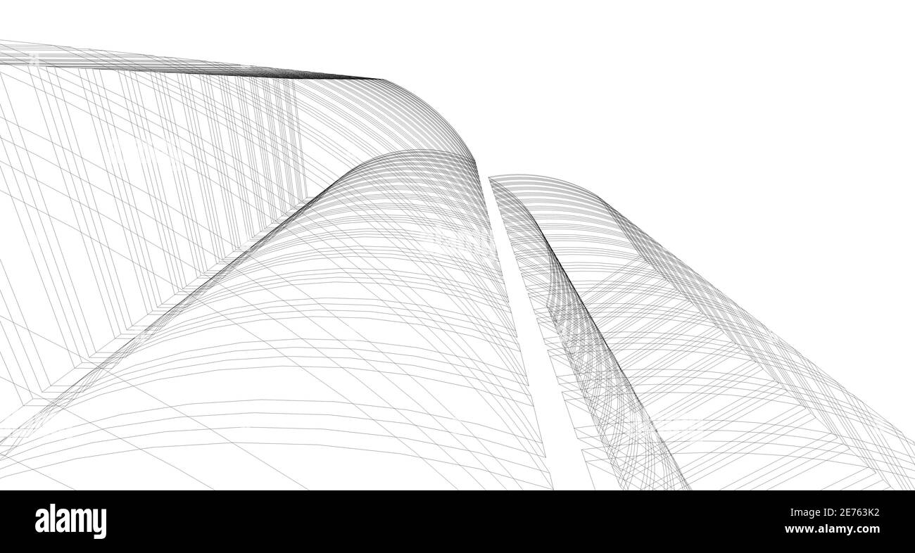 Abstract 3D building wireframe structure. Illustration construction ...