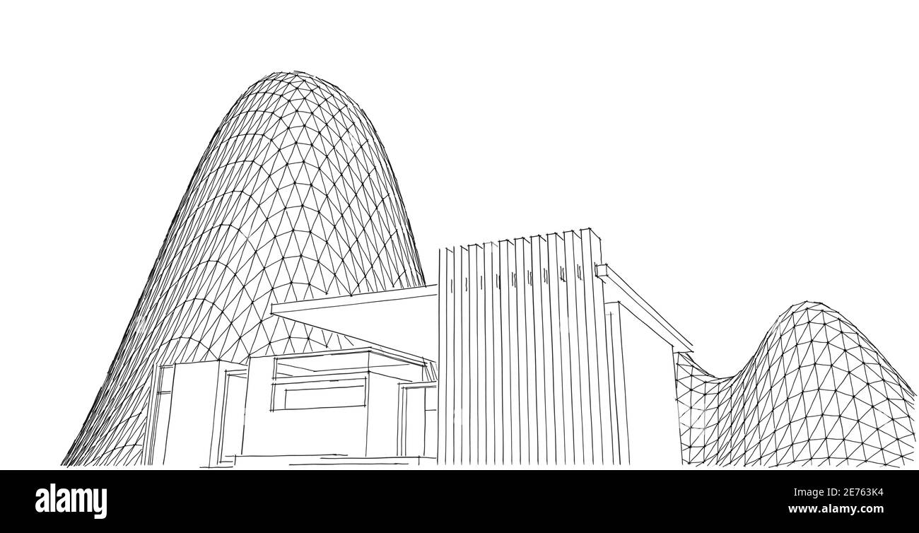Abstract architectural drawing. Geometric background, Illustration ...