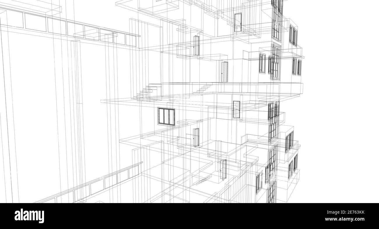 Abstract sketch, Architectural ,Construction ,Wireframe Stock Photo - Alamy