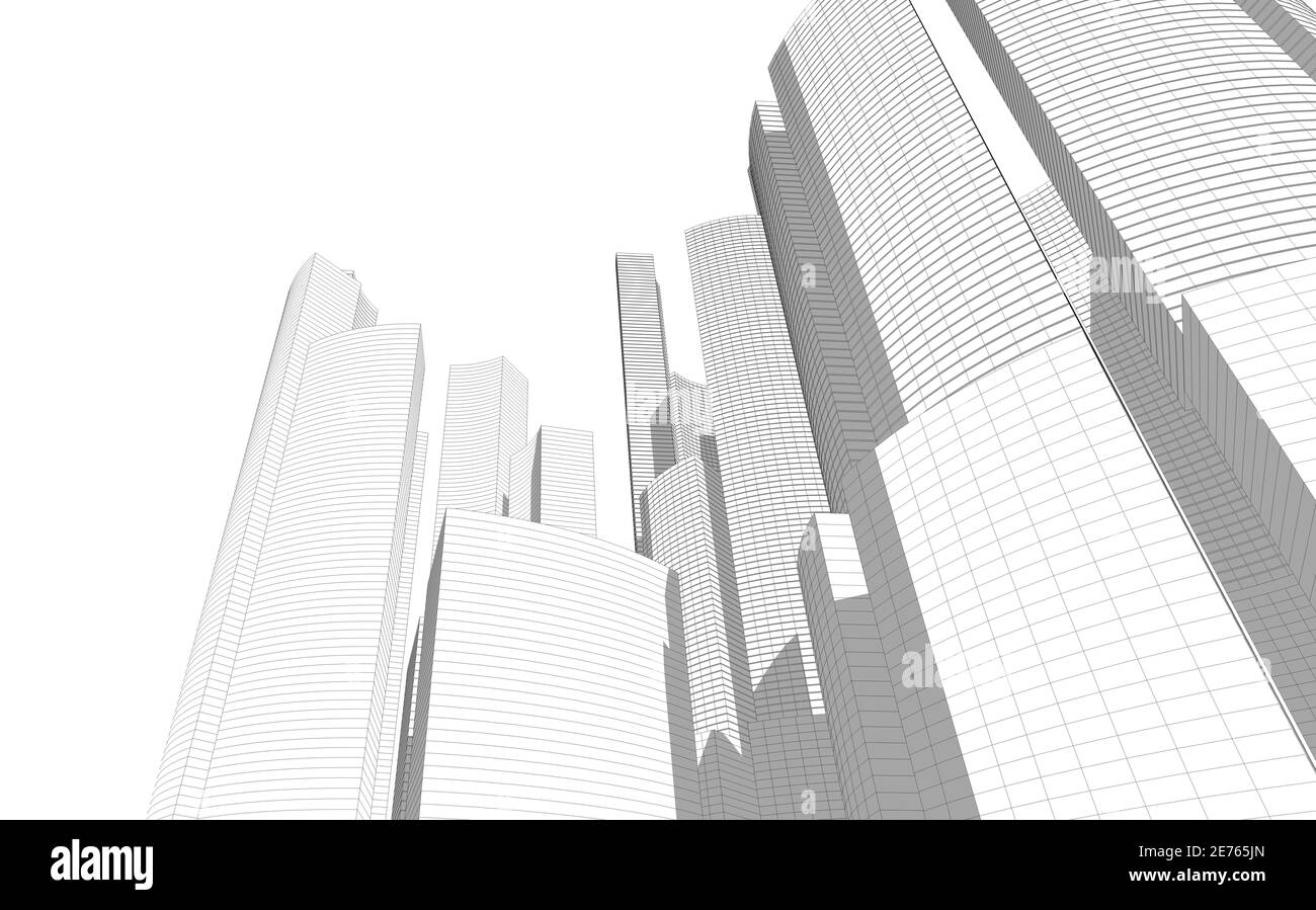 Abstract architectural drawing sketch,Illustration Stock Photo - Alamy