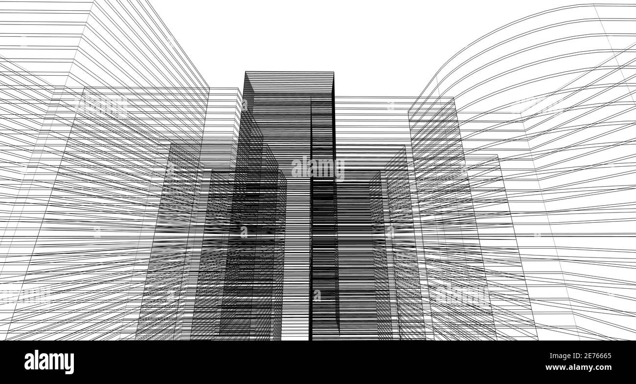 Abstract architectral drawing sketch,Illustration Stock Photo - Alamy