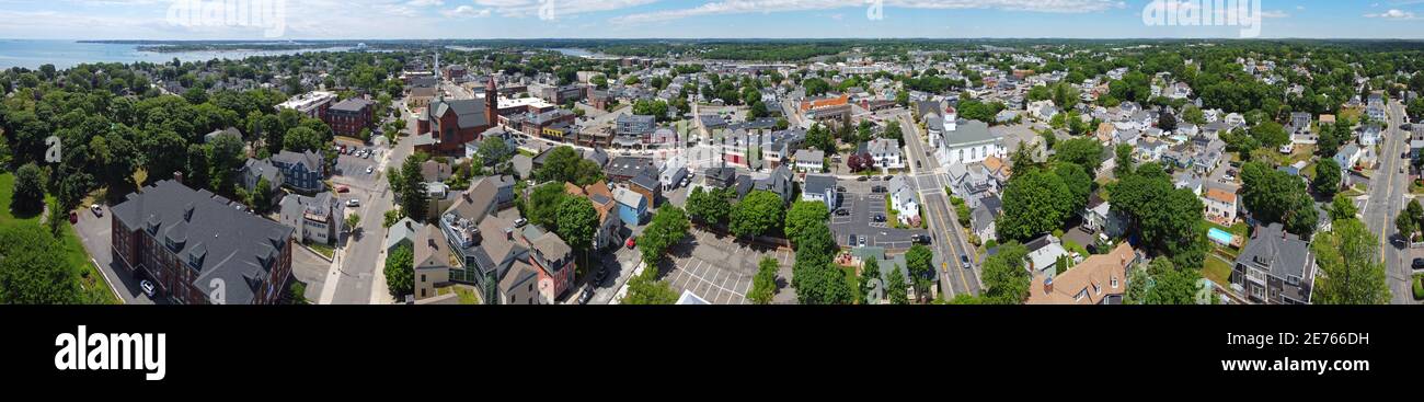 Aerial view panorama of Historic buildings on Cabot Street in historic ...