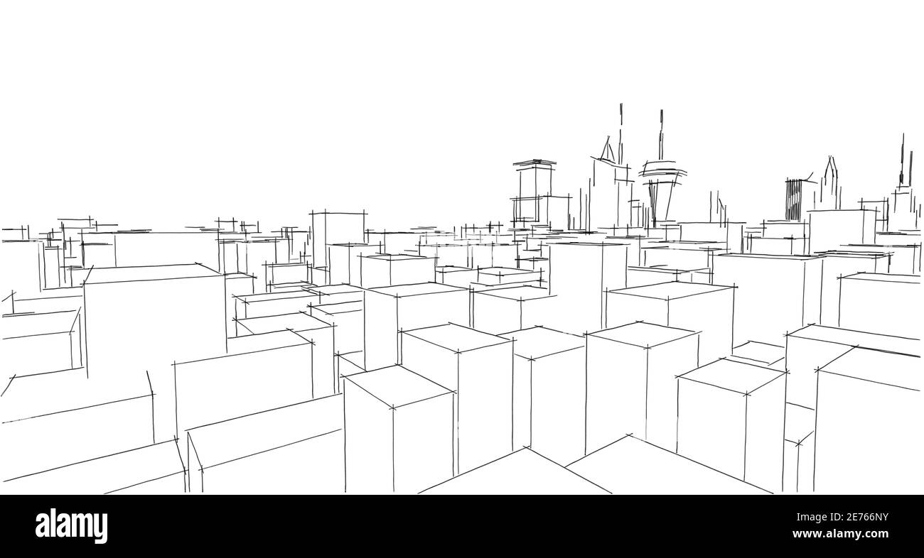 Abstract architectural drawing sketch,Illustration Stock Photo - Alamy