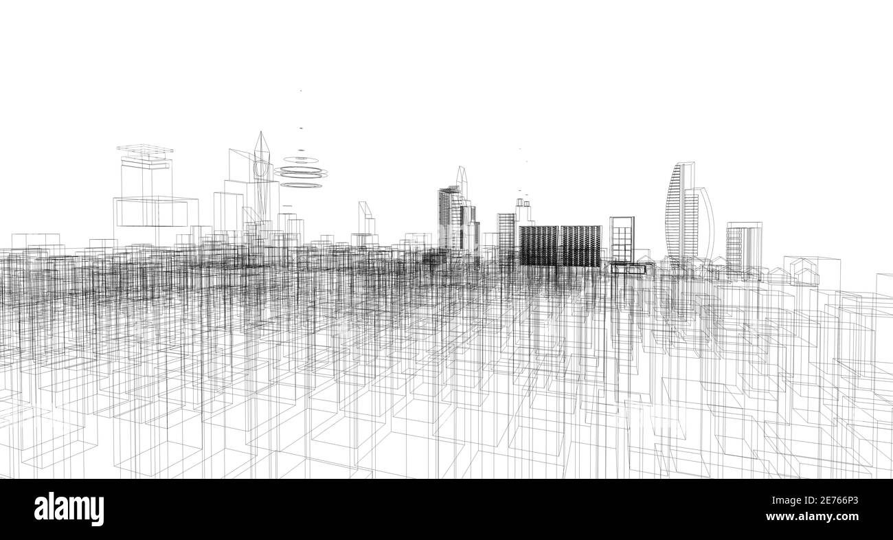 Abstract architectural drawing sketch,Illustration Stock Photo - Alamy