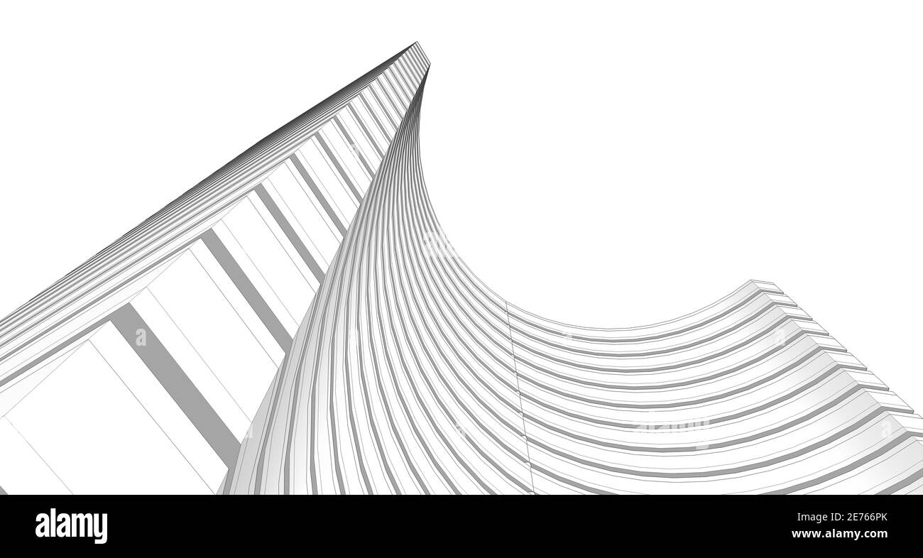 Abstract 3D building wireframe structure. Illustration construction ...