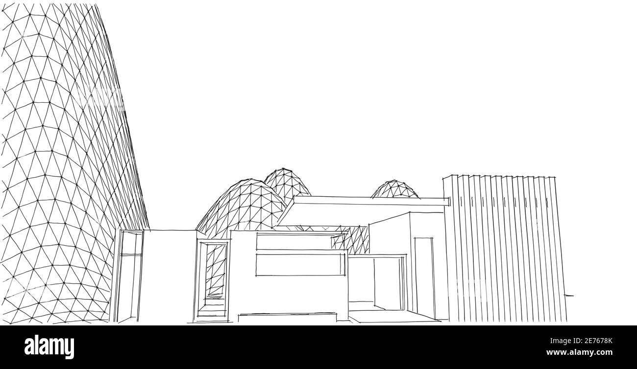 Abstract architectural drawing. Geometric background, Illustration ...