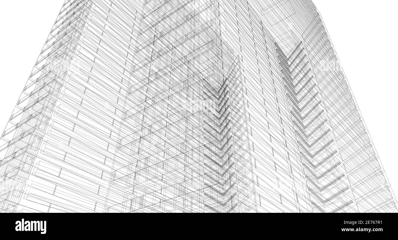 3d render of building wireframe hi-res stock photography and images - Alamy