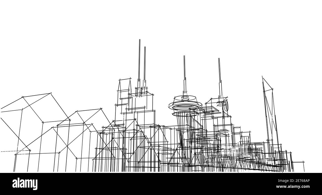 Commercial buildings wireframe High Resolution Stock Photography and ...