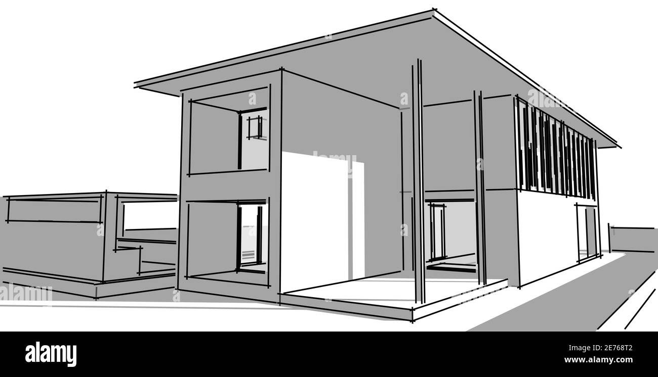 Abstract architectral drawing sketch,Illustration Stock Photo - Alamy