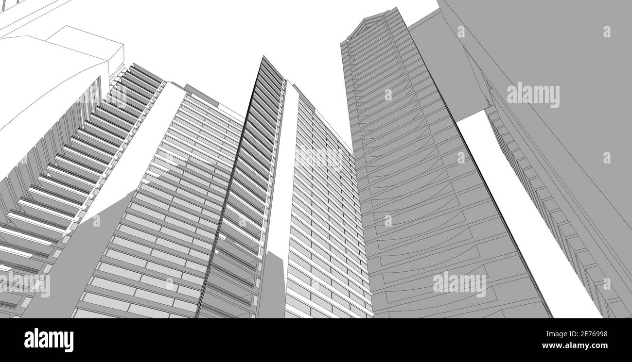 Abstract architectral drawing sketch,Illustration Stock Photo - Alamy