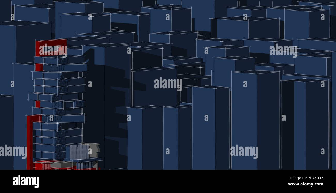 architecture abstract, 3d illustration Stock Photo - Alamy