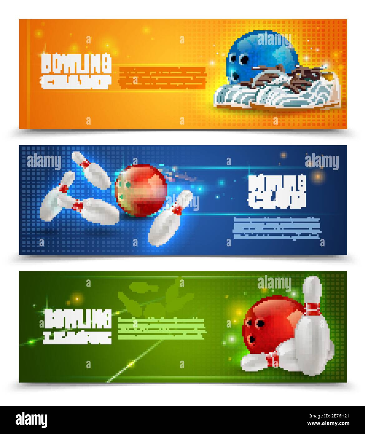 Bowling horizontal banners set with bowling champ club and leagues ...