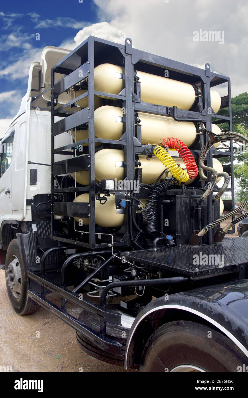 CNG/NGV gas containers for heavy truck , alternative fuel Stock Photo - Alamy