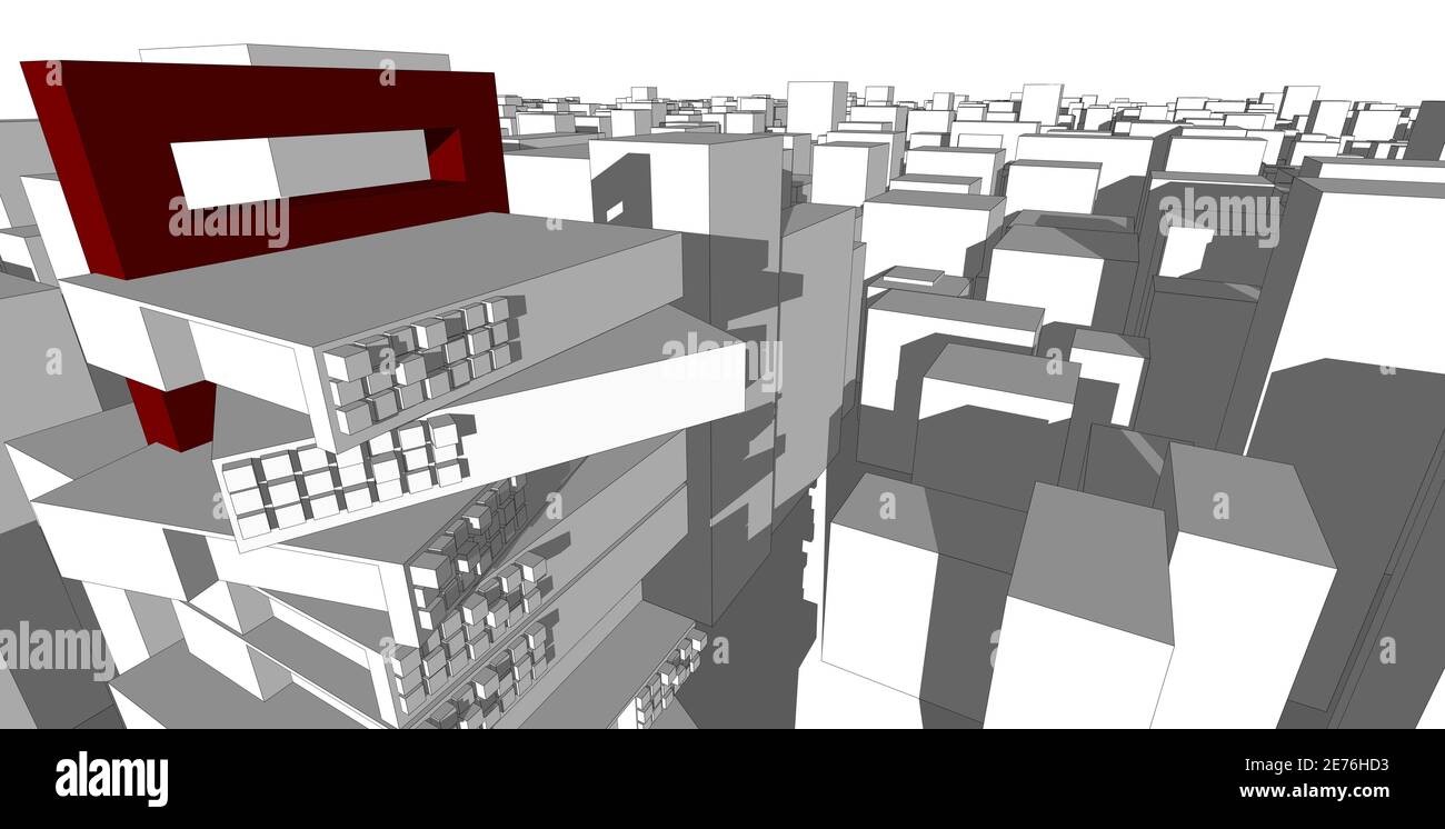 architecture abstract, 3d illustration Stock Photo - Alamy