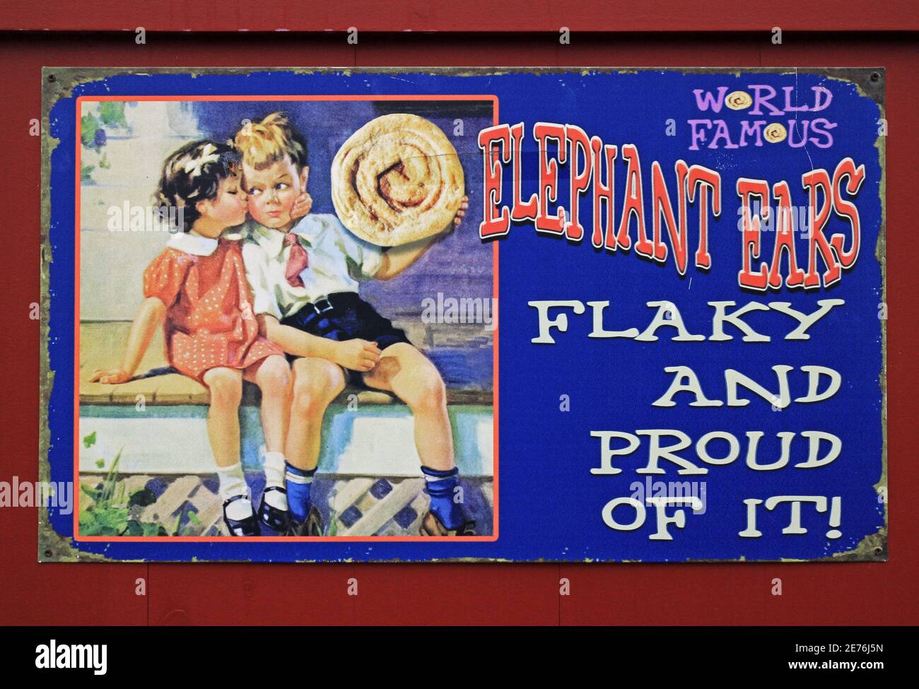 Antique sign for Elephant Ears snack Stock Photo - Alamy