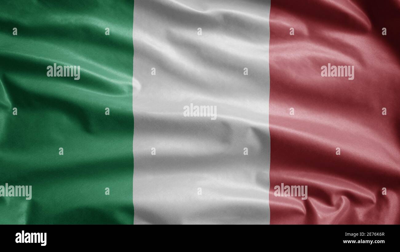 Italian flag waving in the wind. Close up of Italy banner blowing, soft ...