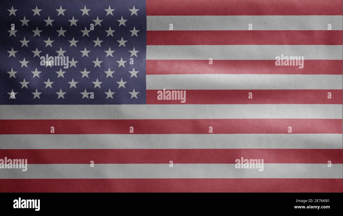 American flag waving in the wind. Close up of USA banner blowing, soft ...