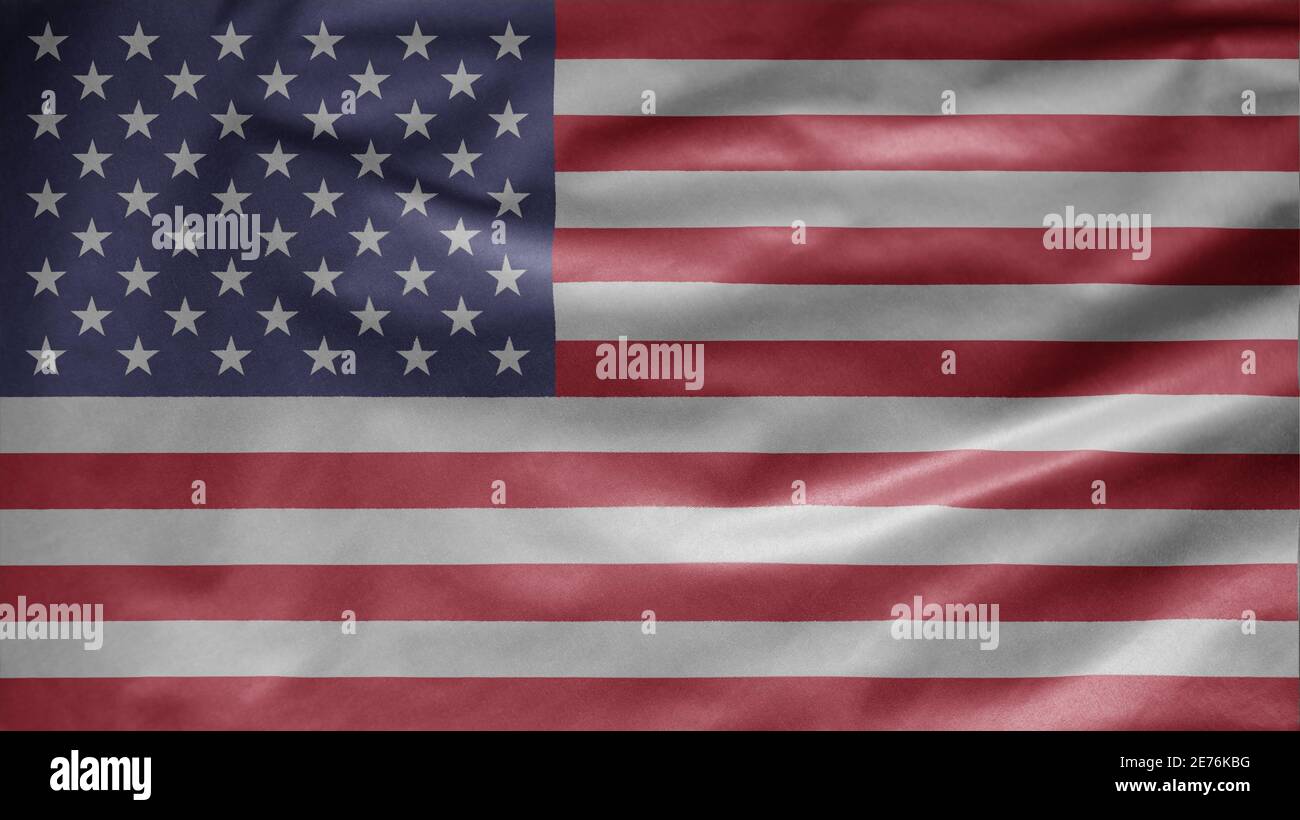 American flag waving in the wind. Close up of USA banner blowing, soft ...